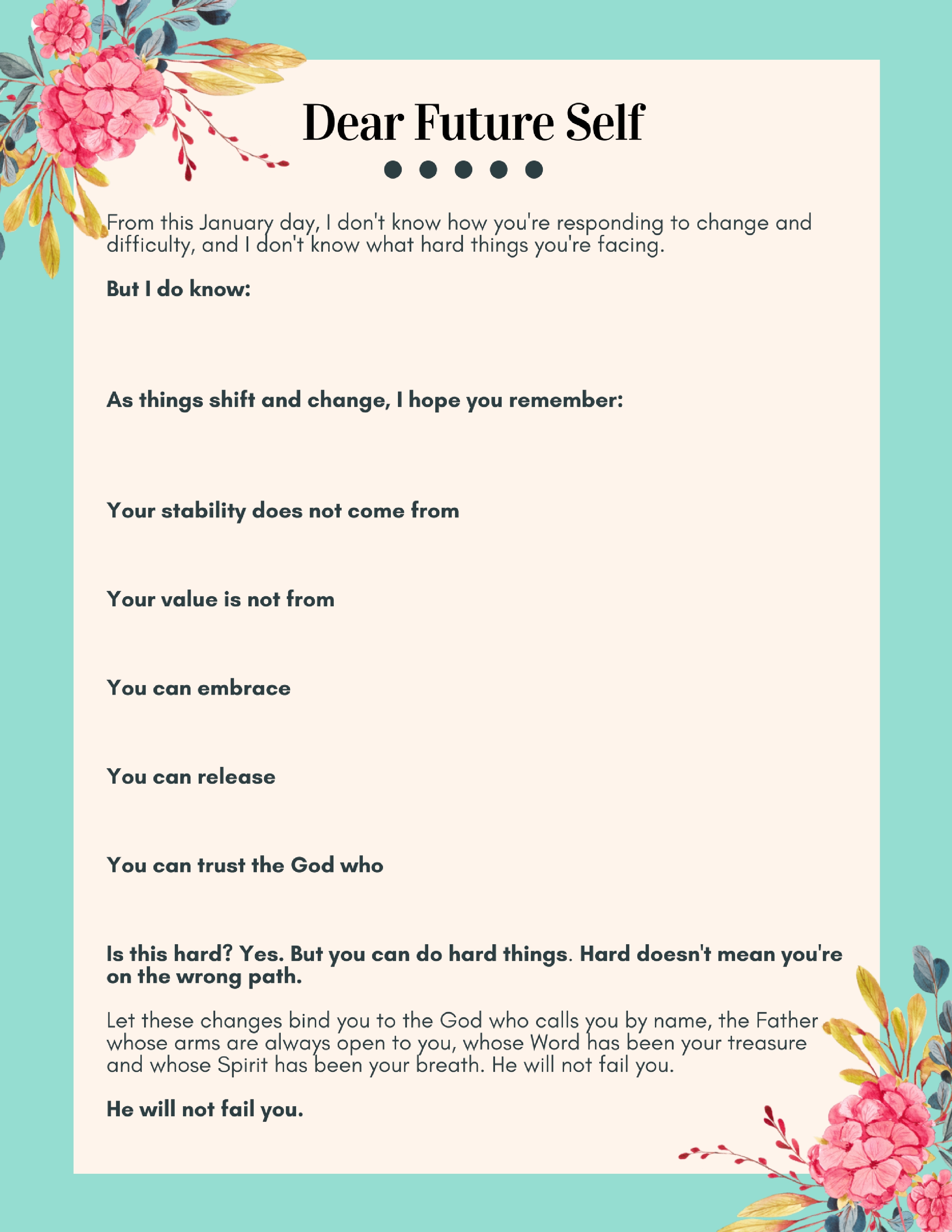 DIY Dear Future Self Letter (free printable) – Renee Davis Meyer